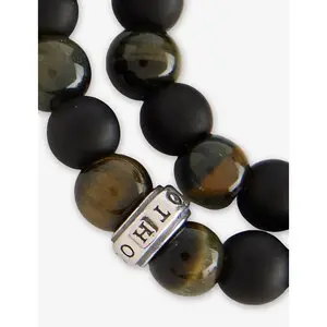 THOMAS SABO Sterling Silver Obsidian And Tiger-eye Beaded Bracelet