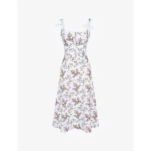 House Of Cb Dionne Print Cotton Midi Dress - Off White Floral