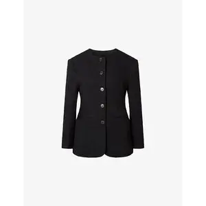 MALINA Carol Fitted Round-neck Wool-blend Blazer