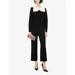 Valentino Garavani Straight-leg Wool Trousers With Logo Hardware