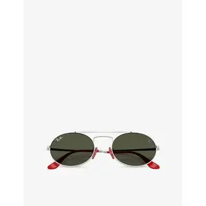 Ray-ban Scuderia Ferrari Collection Oval Metal Sunglasses - Silver