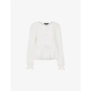 Whistles Peplum Hem Cotton Blouse - White