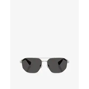 Burberry Be3166 Aviator-frame Metal Sunglasses - Silver