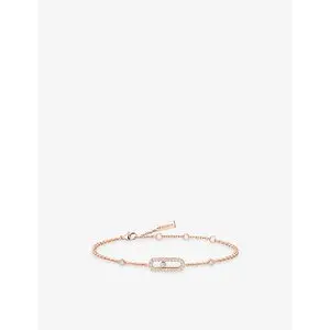 Messika Move Uno Pavé Diamond Bracelet In 18ct Rose Gold - Pink