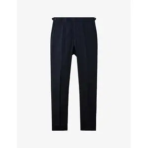 REISS Kin Slim-leg Pressed-crease Linen Trousers - Navy