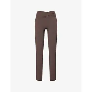 THE COUTURE CLUB Sculpting Crossover-waistband Workout Leggings - Chocolate