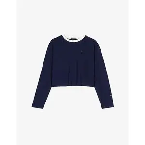 Maje Logo Embroidered Layered Effect Cotton T-shirt
