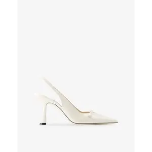 JIMMY CHOO Amita 85 Patent Leather Slingbacks - Latte/latte