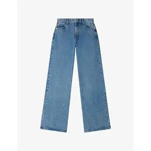Sandro Wide-leg Faded Denim Jeans