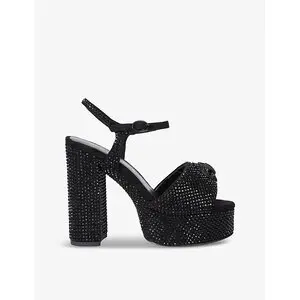 Kurt Geiger Kensington Eagle Embellished Woven Platform Sandals