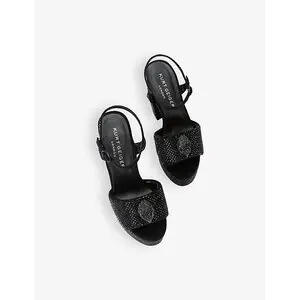 Kurt Geiger Kensington Eagle Embellished Woven Platform Sandals