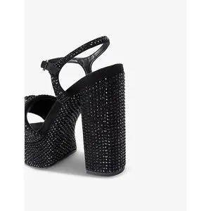 Kurt Geiger Kensington Eagle Embellished Woven Platform Sandals