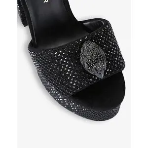 Kurt Geiger Kensington Eagle Embellished Woven Platform Sandals