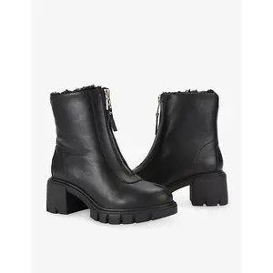 Carvela Ignite Zip Heeled Leather Ankle Boots - Black
