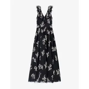 RO&ZO Tallulah Embroidered Tulle Maxi Dress - Mono