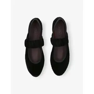 FLABELUS Mafalda Scrunched-strap Cotton-velvet Ballet Flats - Black