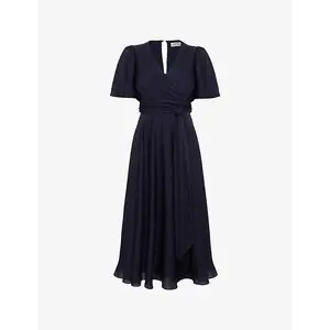 PHASE EIGHT Abbie Wrap-front Woven Midi Dress - Navy