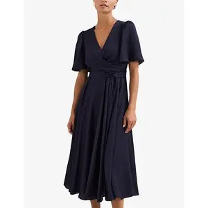 PHASE EIGHT Abbie Wrap-front Woven Midi Dress - Navy