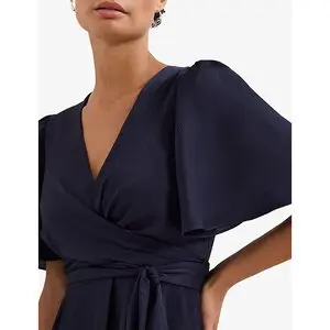 PHASE EIGHT Abbie Wrap-front Woven Midi Dress - Navy