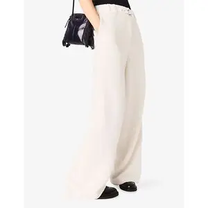 Maje Belted Wide-leg Tweed Trousers - Ecru