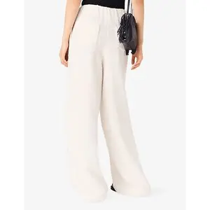 Maje Belted Wide-leg Tweed Trousers - Ecru