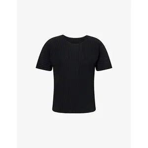Issey Miyake Basics Pleated Knitted T-shirt - Black