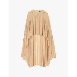 Maje Sandro Crystal-embellished Cape Hem Woven Top