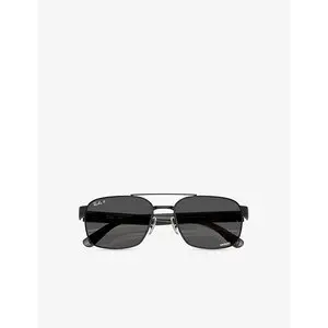 Ray-ban Rb3751ch Square-frame Metal Sunglasses - Black