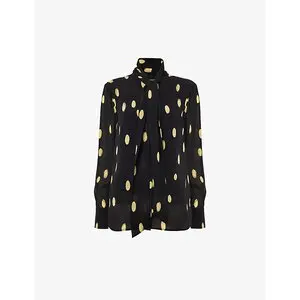 Whistles Polka-dot Tie-neck Woven Blouse