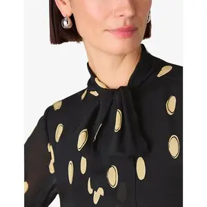 Whistles Polka-dot Tie-neck Woven Blouse