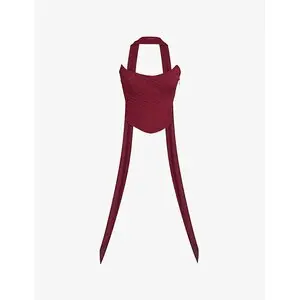House Of Cb Hallie Strapless Corset With Neck Scarf - Cabernet