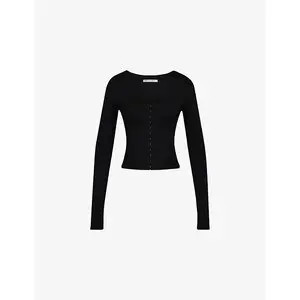House Of Cb Square-neck Long-sleeved Top - Black