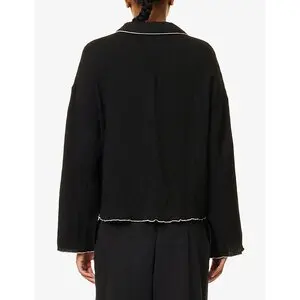 Lounge Crinkle-effect Ruffle-hem Woven Pyjama Top