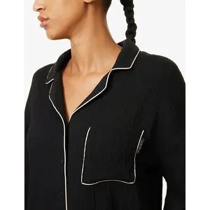 Lounge Crinkle-effect Ruffle-hem Woven Pyjama Top