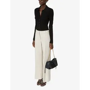 The Kooples Mid-rise Wide-leg Cotton Trousers
