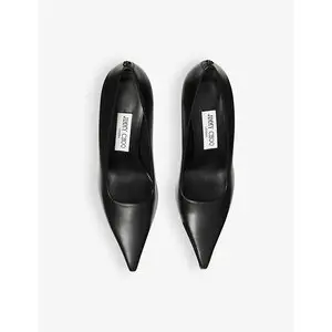 JIMMY CHOO Ixia 80 Logo-embellished Leather Heeled Courts