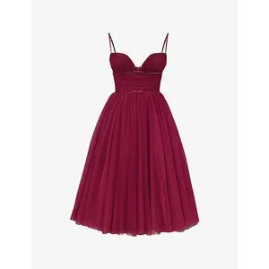 House Of Cb Countess Tulle Midi Dress - Cabernet