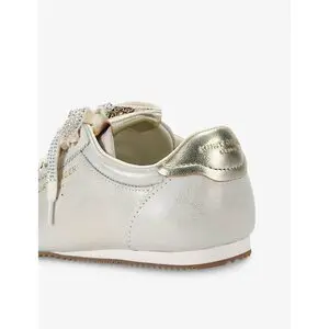 Kurt Geiger Islington Eagle-embellished Metallic Leather Trainers