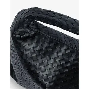 Bottega Veneta Large Woven Leather Shoulder Bag - Black-m Brass