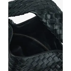 Bottega Veneta Large Woven Leather Shoulder Bag - Black-m Brass