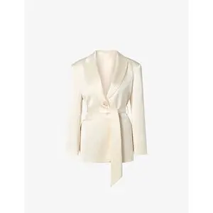 MALINA Liv Wrap Satin Blazer - Vanilla