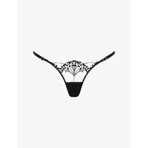 Bluebella Marisa Embroidered Mesh Thong - Black/sheer