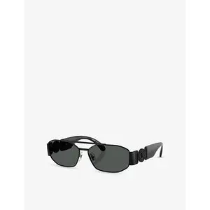 Versace Irregular-frame Metal Sunglasses - Black
