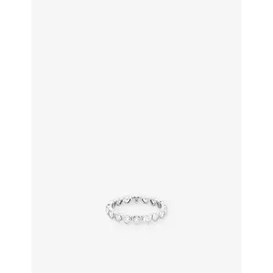ASTRID & MIYU Rhodium-plated Sterling Cubic Zirconia Heart Eternity Ring - Silver