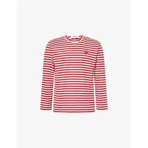 Play Comme Des Garcon Comme Des Garçons Play Striped Cotton-jersey T-shirt - Red