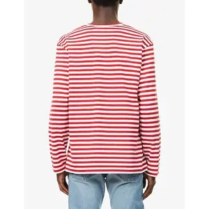 Play Comme Des Garcon Comme Des Garçons Play Striped Cotton-jersey T-shirt - Red