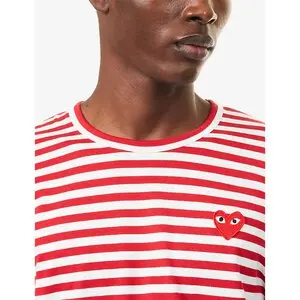 Play Comme Des Garcon Comme Des Garçons Play Striped Cotton-jersey T-shirt - Red