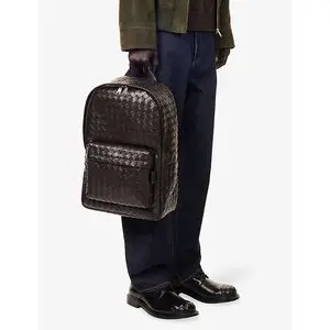 Bottega Veneta Intrecciato Leather Backpack - Fondant-silver