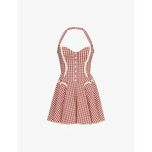 House Of Cb Heidi Gingham-print Mini Dress - Red