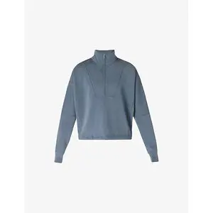 Sweaty Betty Half-zip Stretch-jersey Sweatshirt - Subdued Blue